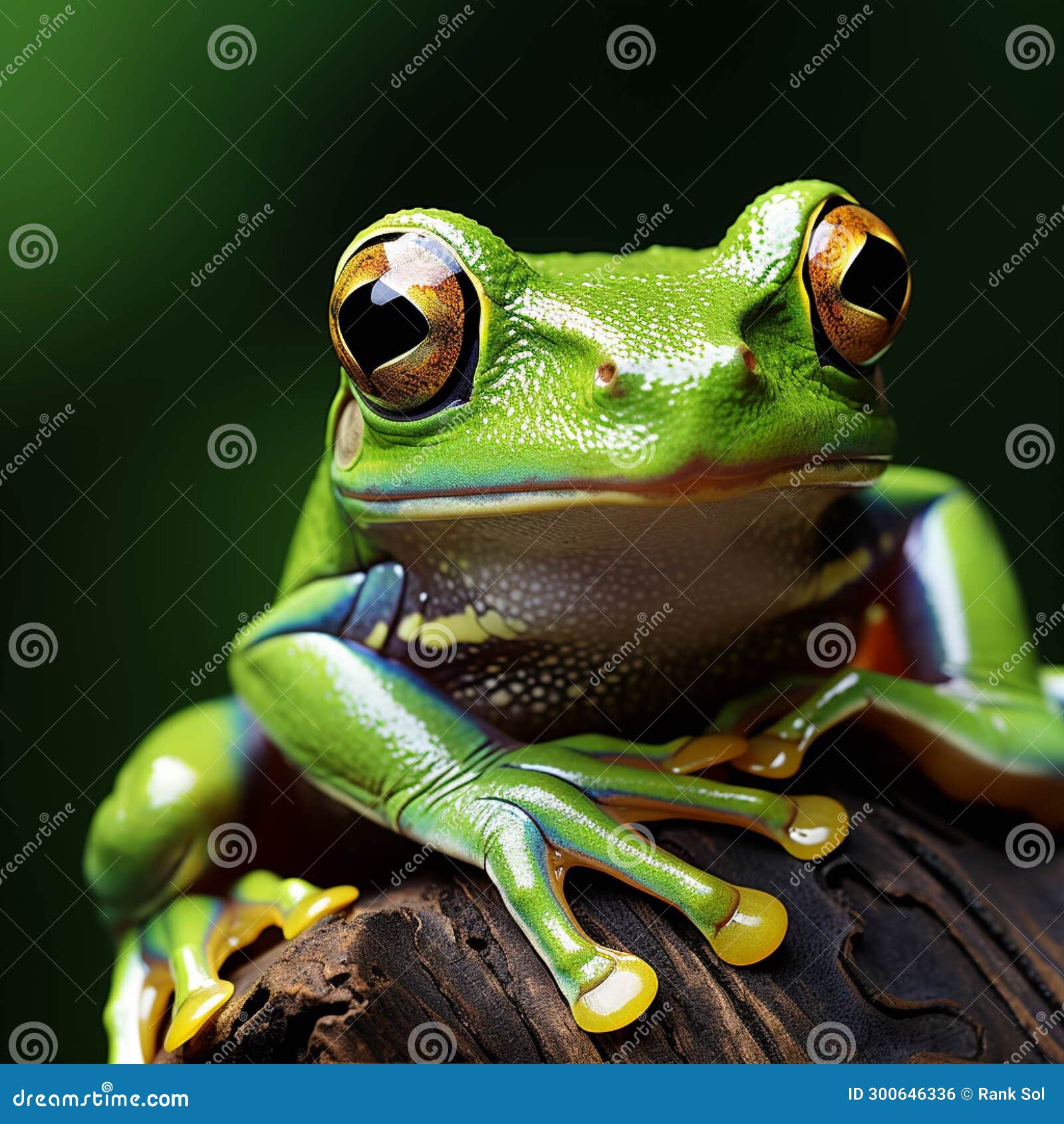 Cute Tree Frog, on a Leaf with Black Background. Stock Illustration ...