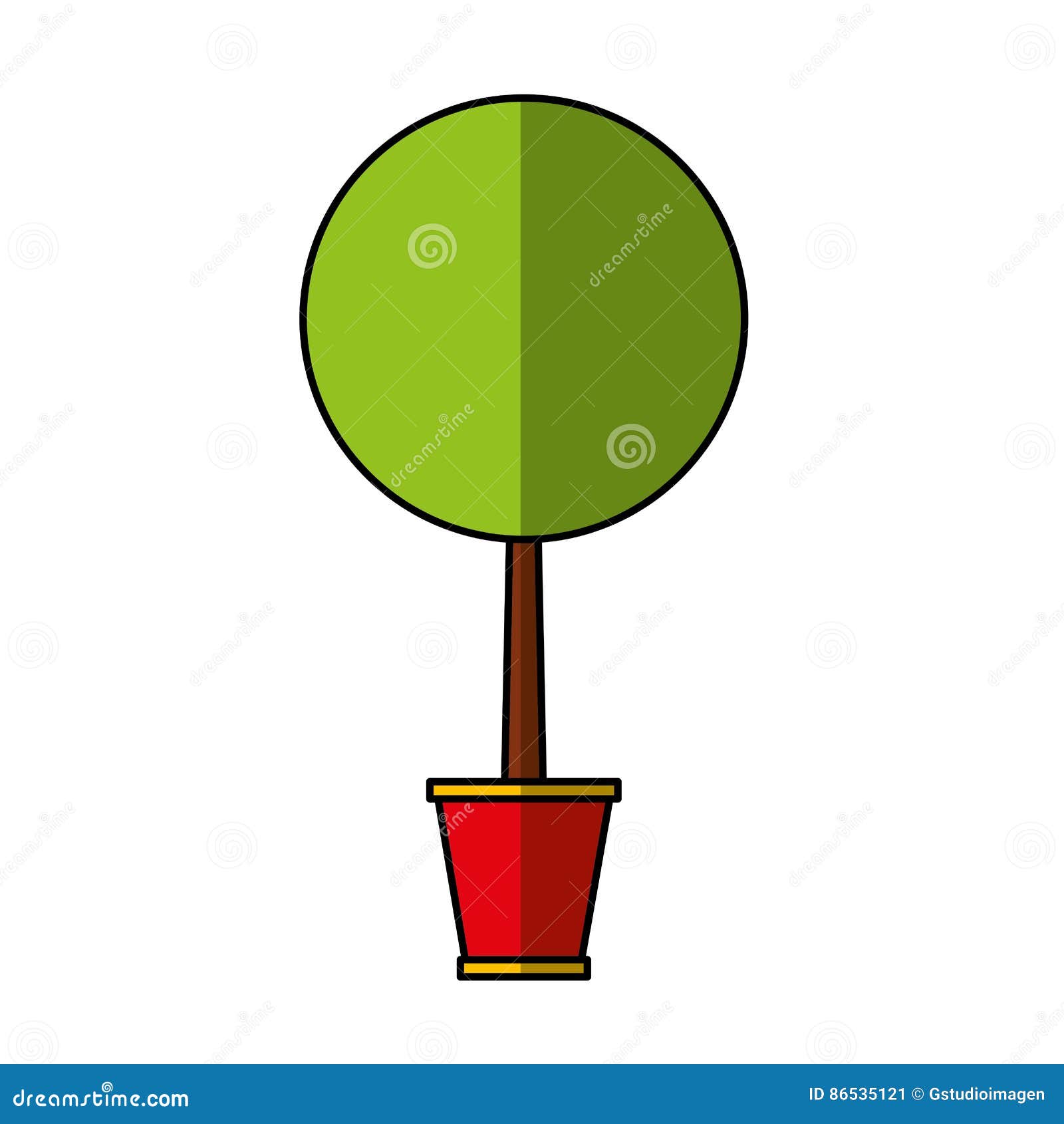 Cute tree in pot icon stock vector. Illustration of spring - 86535121