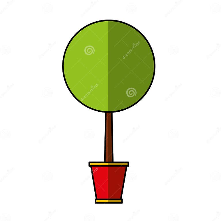 Cute tree in pot icon stock vector. Illustration of spring - 86535121
