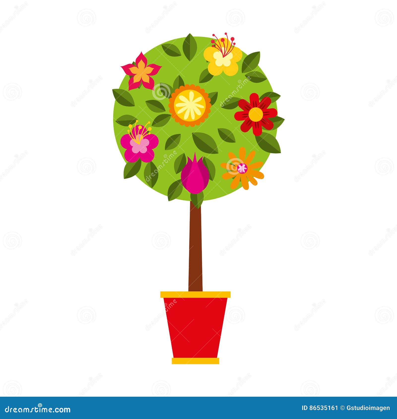 Cute tree in pot icon stock vector. Illustration of concept - 86535161