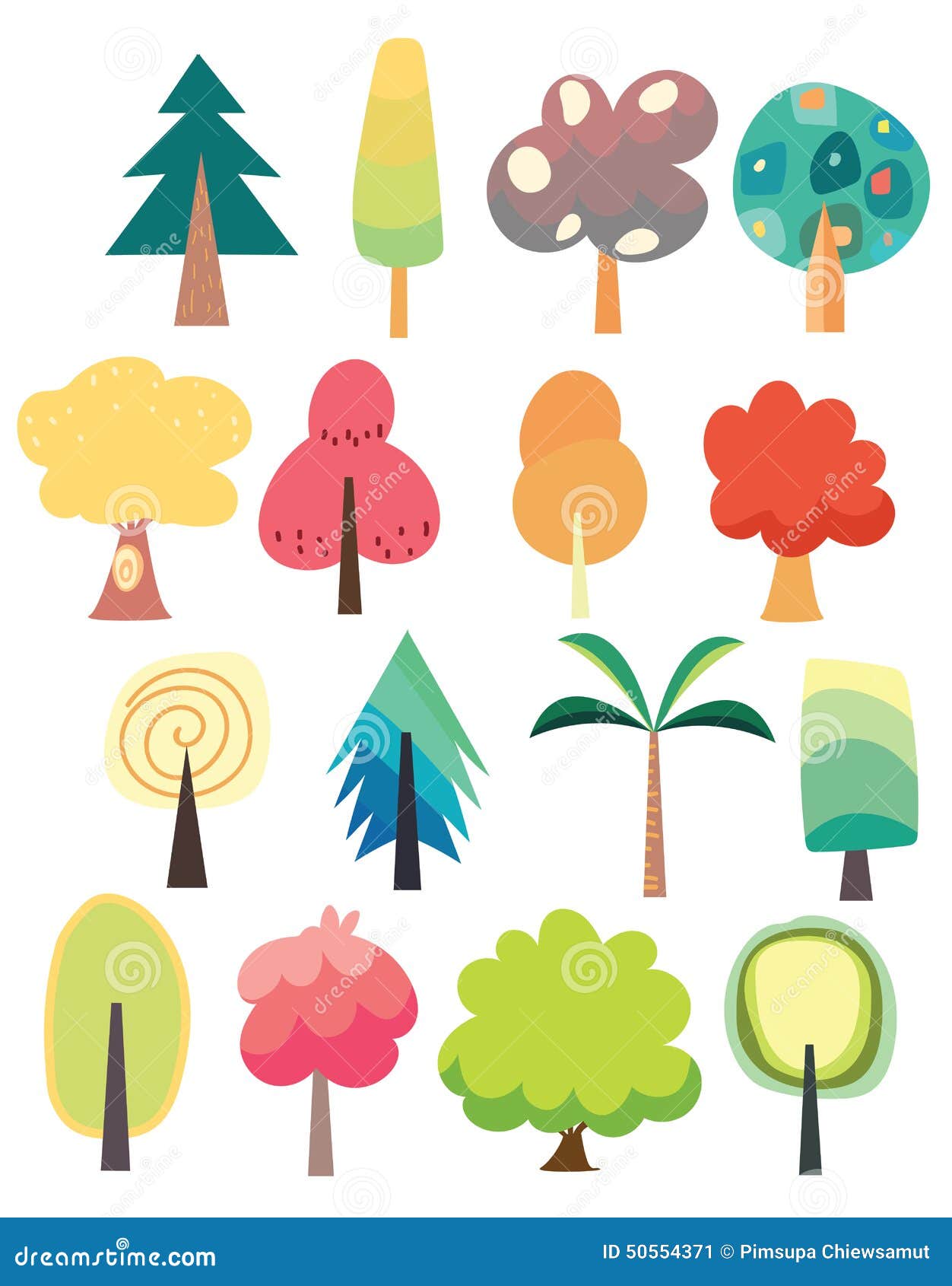 Cute tree set stock vector. Illustration of tree, environment - 50554371