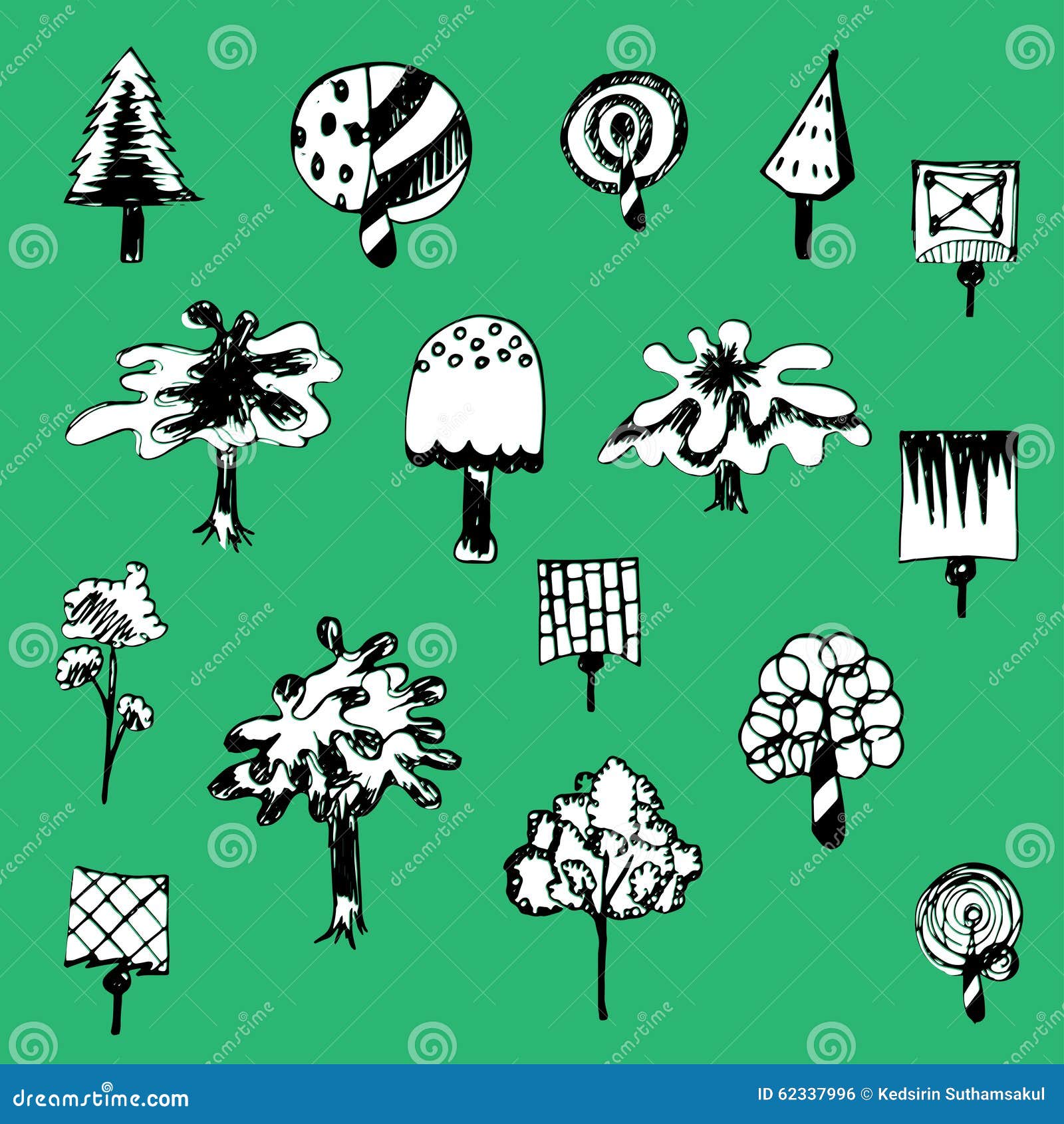 Cute tree sketch vector stock vector. Illustration of plant - 62337996
