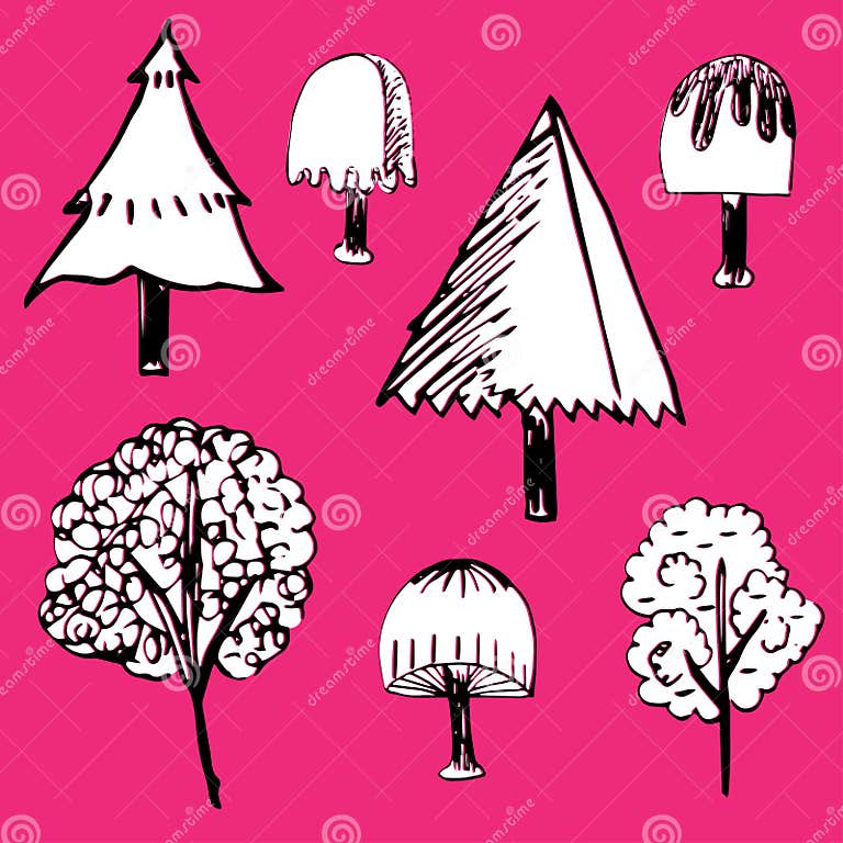 Cute tree sketch vector stock vector. Illustration of black - 62338095
