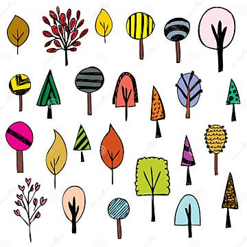 Cute of Tree Sketch on White Background Stock Vector - Illustration of ...