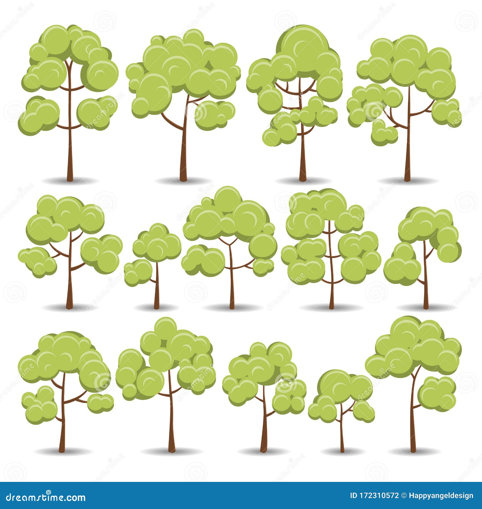 Cute Trees Collection. Vector Illustration Stock Vector - Illustration ...