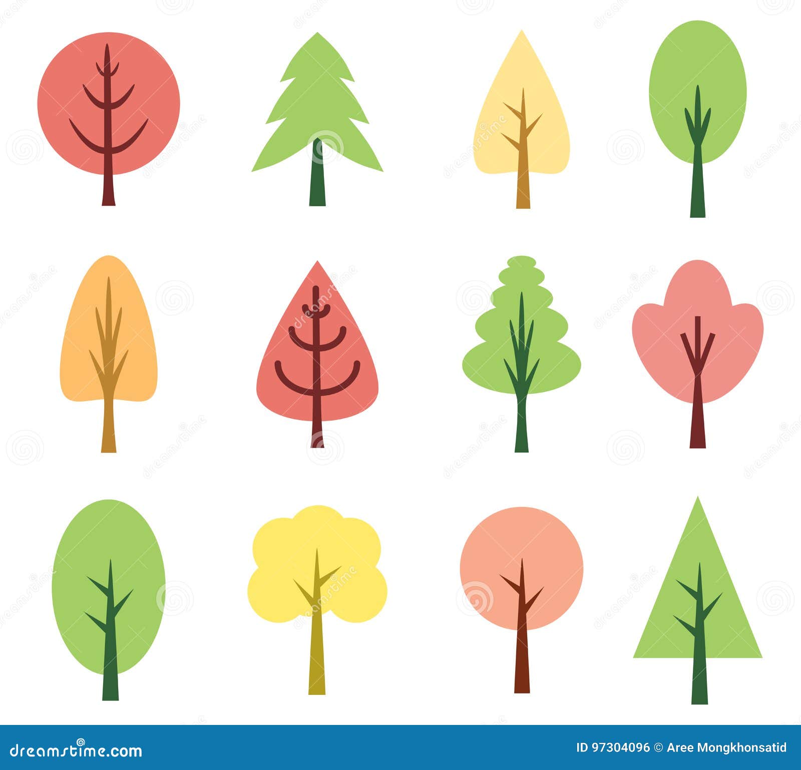 Cute trees stock vector. Illustration of park, beautiful - 97304096
