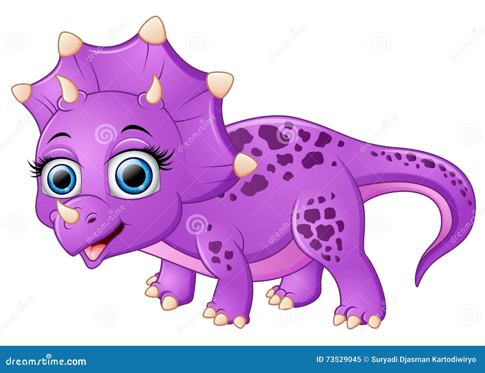 Cute Triceratops Vector Illustration On White | CartoonDealer.com ...