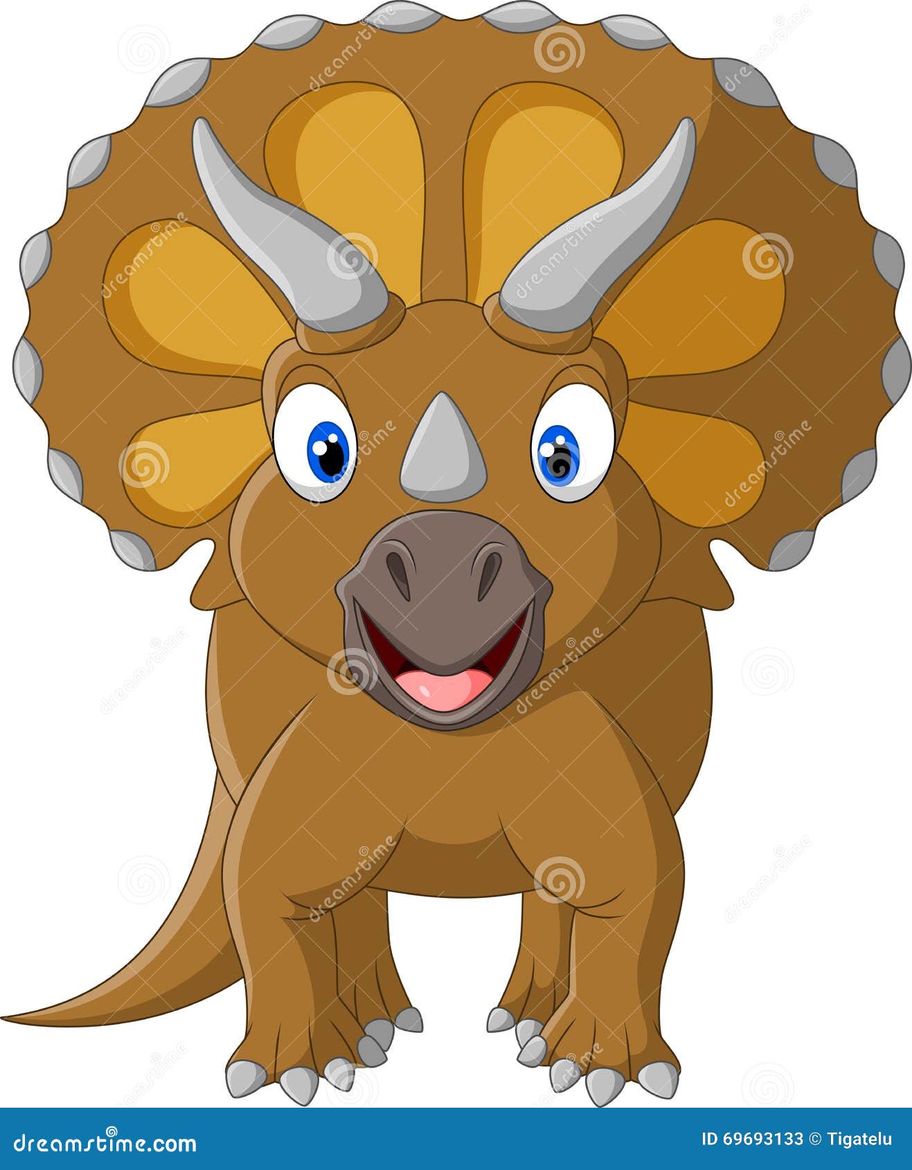 Cute Triceratops Three Horned Stock Vector - Illustration of horn ...