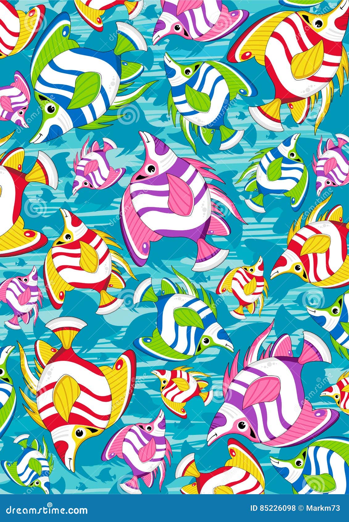 Cute Tropical Fish Pattern stock vector. Illustration of comic - 85226098