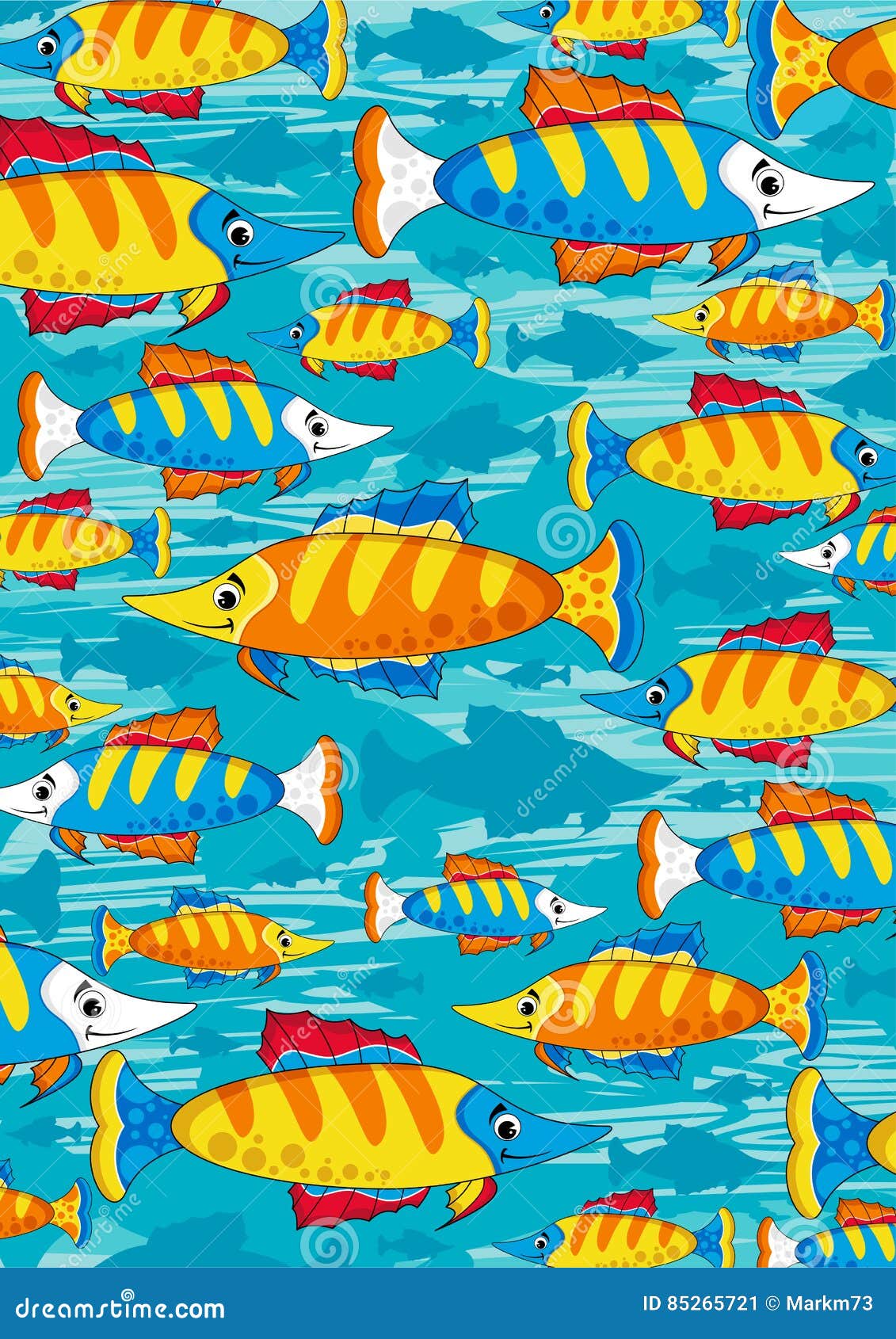 Cute Tropical Fish Pattern stock vector. Illustration of fins - 85265721
