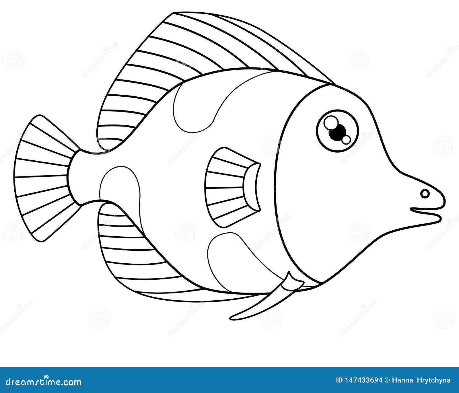 Cute Tropical Fish with Spots, - a Pattern for Coloring. Vector, Linear ...