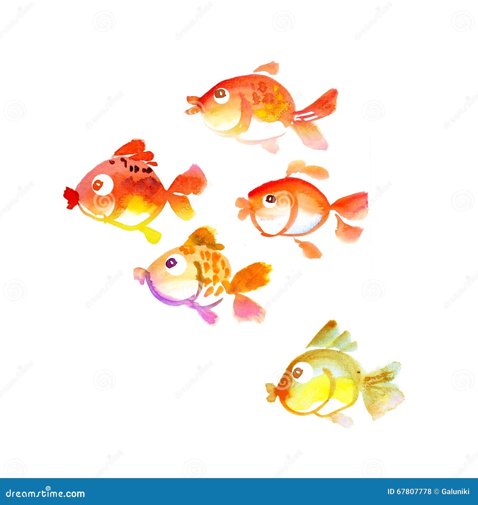 Cute Tropical Fish Watercolor Stock Illustration - Illustration of ...