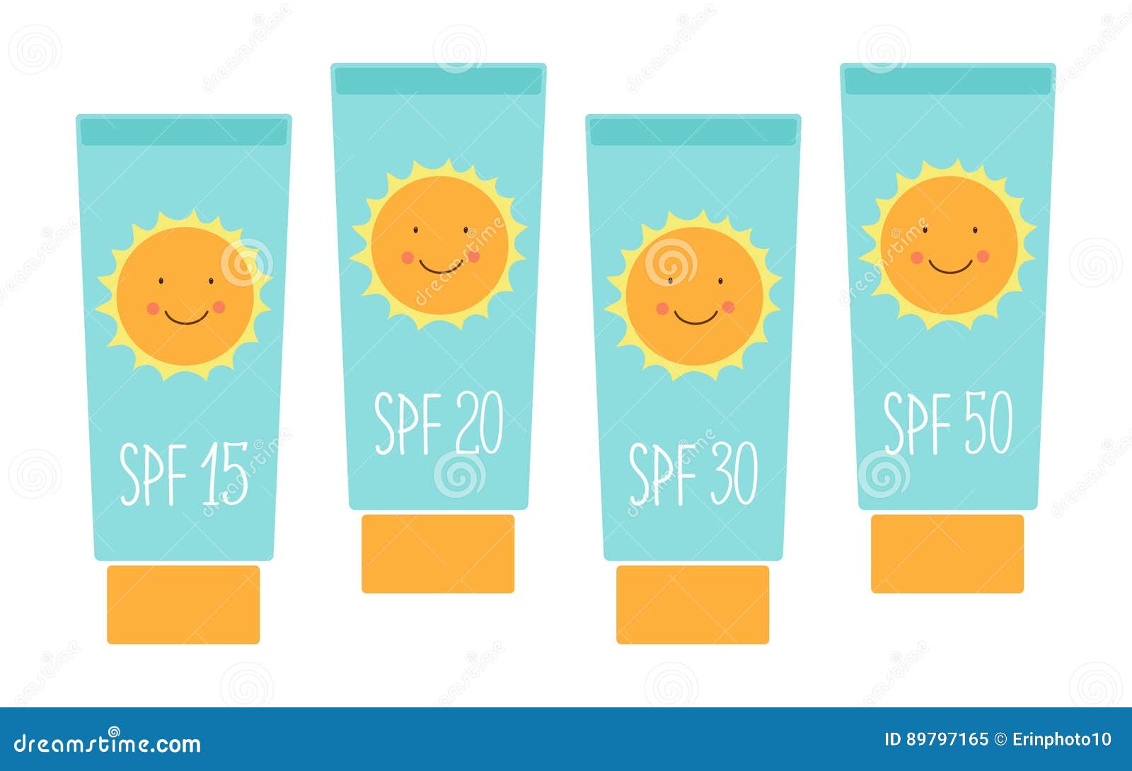 Cute Tubes of Sunscreen with Different SPFsun Protection Factor Stock ...