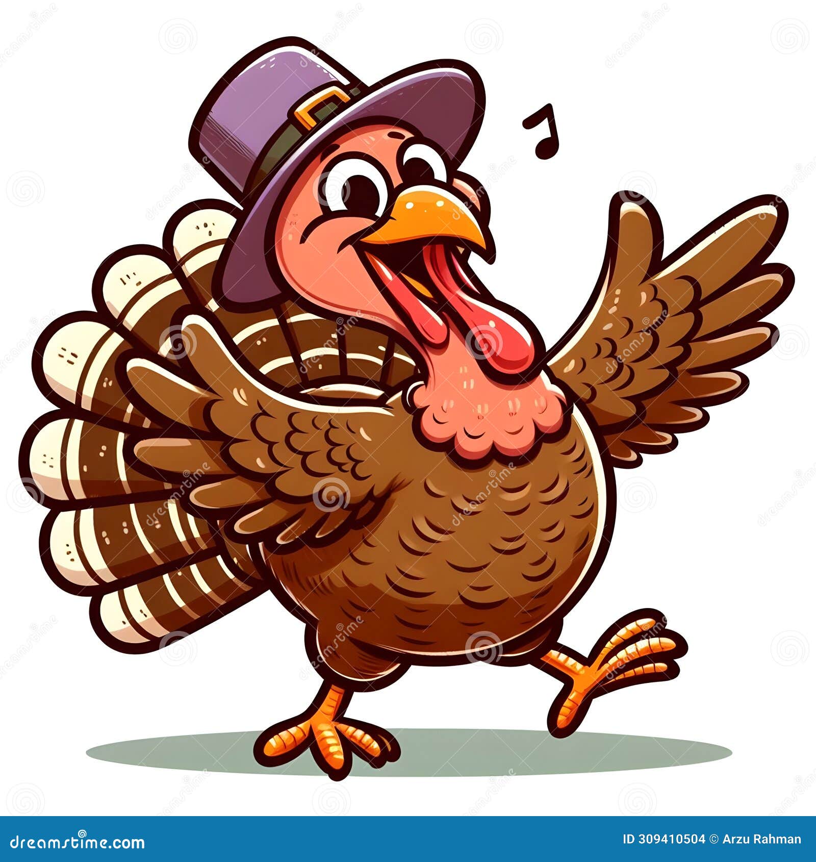 Cute turkey is dancing stock illustration. Illustration of font - 309410504