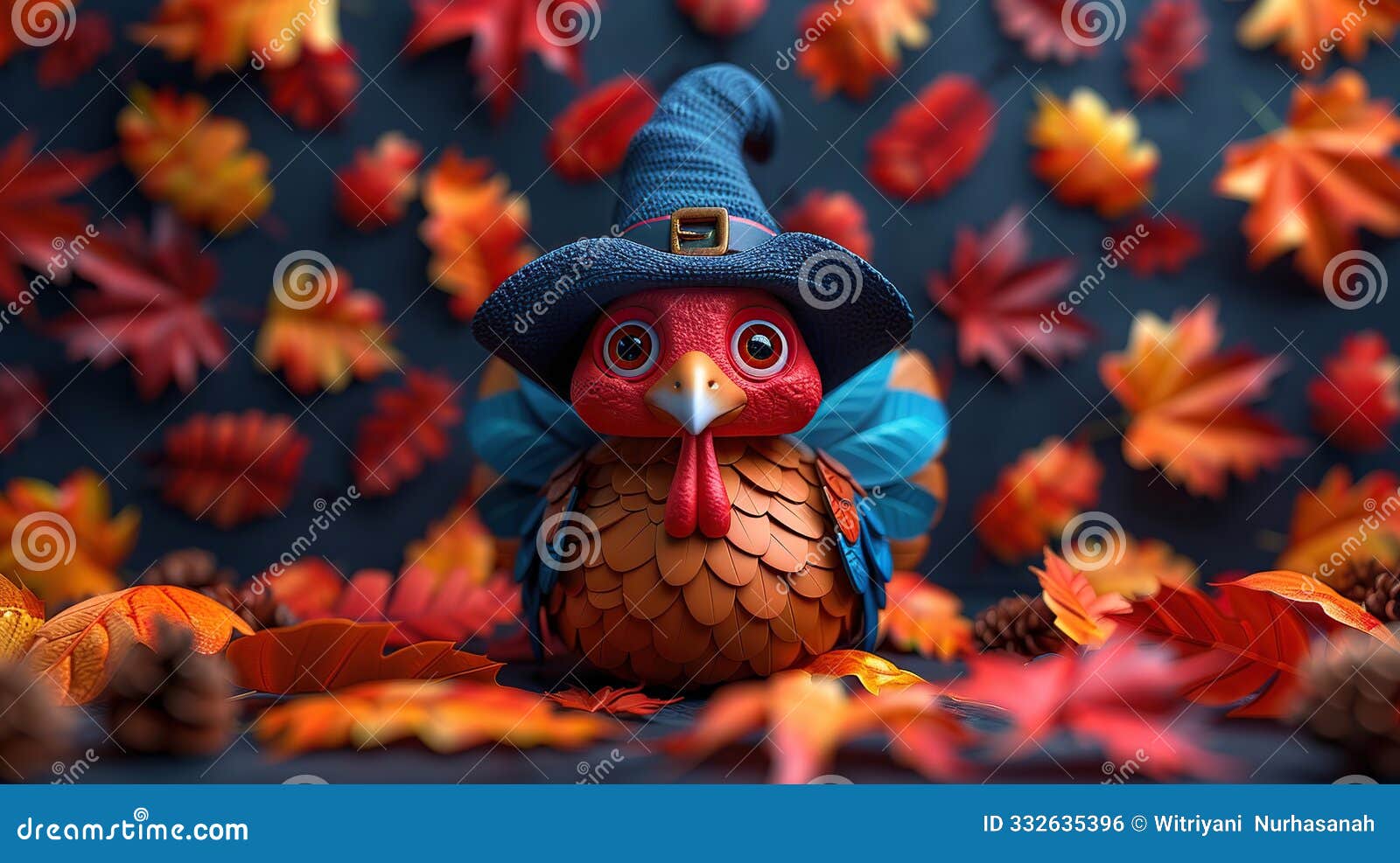 Cute Turkey in a Witch Hat stock illustration. Illustration of graphic ...