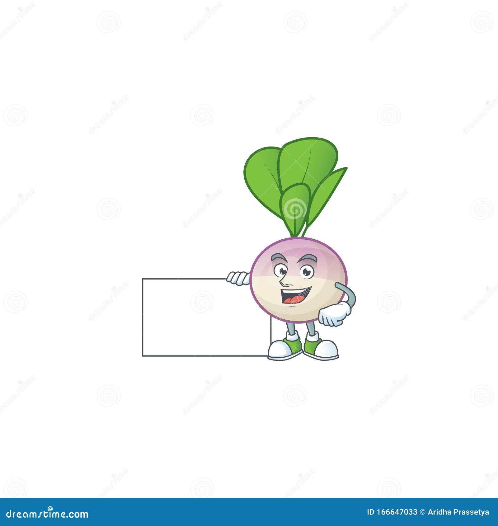 Cute Turnip Cartoon Character with a Board Stock Vector - Illustration ...