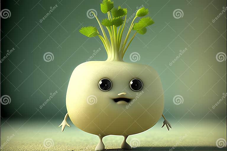 Cute Turnip Character with a Sad Expression. 3d Rendering Stock ...