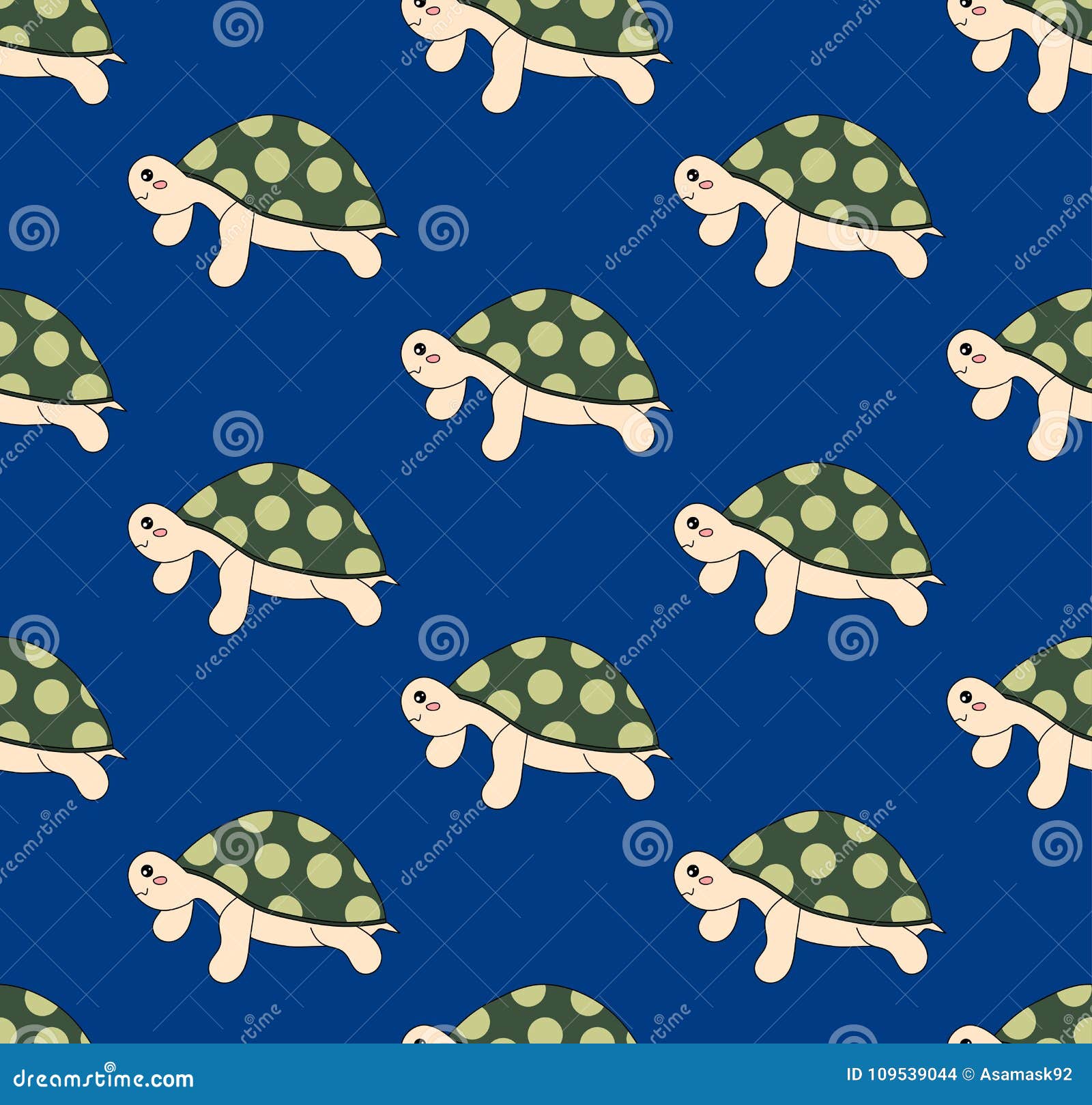 Cute Turtle on Blue Background. Vector Illustration. Stock Vector ...