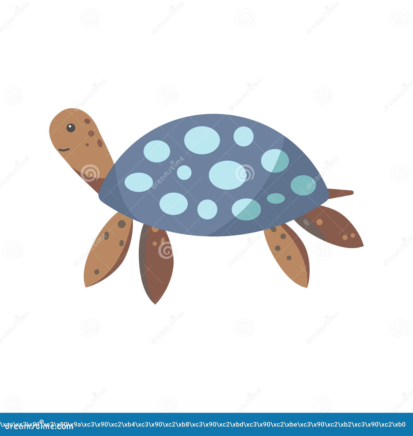Cute Turtle with a Blue Shell on a White Background Stock Vector ...