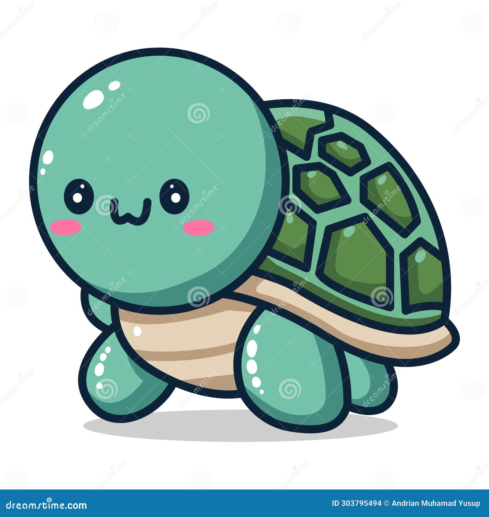 Cute Turtle Cartoon Character Vector Illustration. Cute Turtle Mascot ...