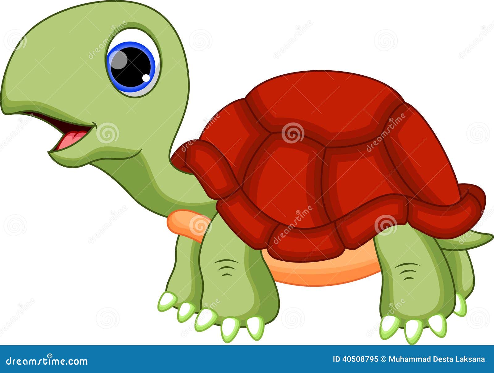 Cute Sea Turtle Side Cartoon Vector Illustration Motif Set. Hand Drawn ...