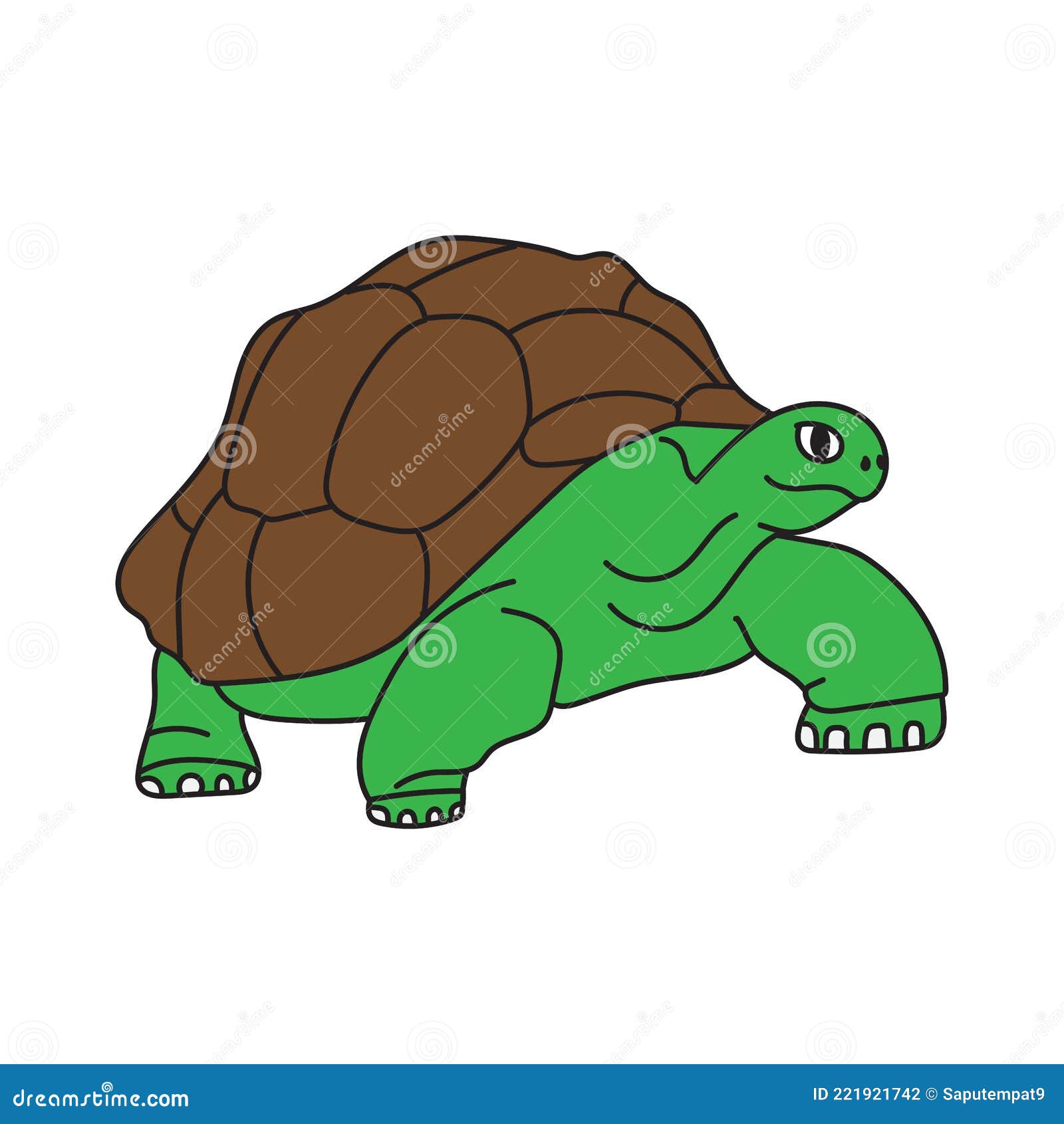 Cute Turtle Cartoon Illustration Walking Like Real Stock Vector ...