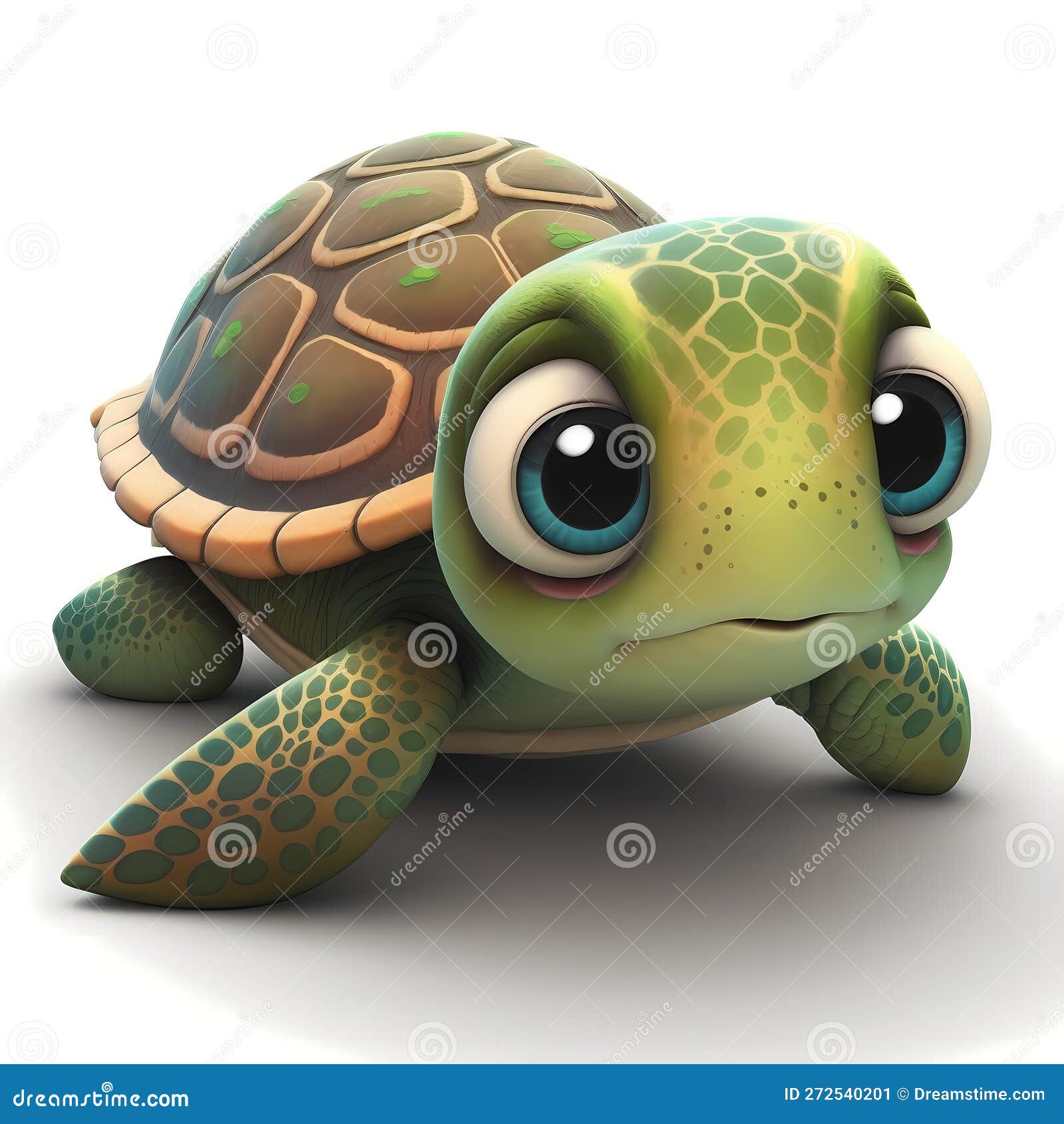 Cute Turtle Cartoon. Generative AI Stock Illustration - Illustration of ...