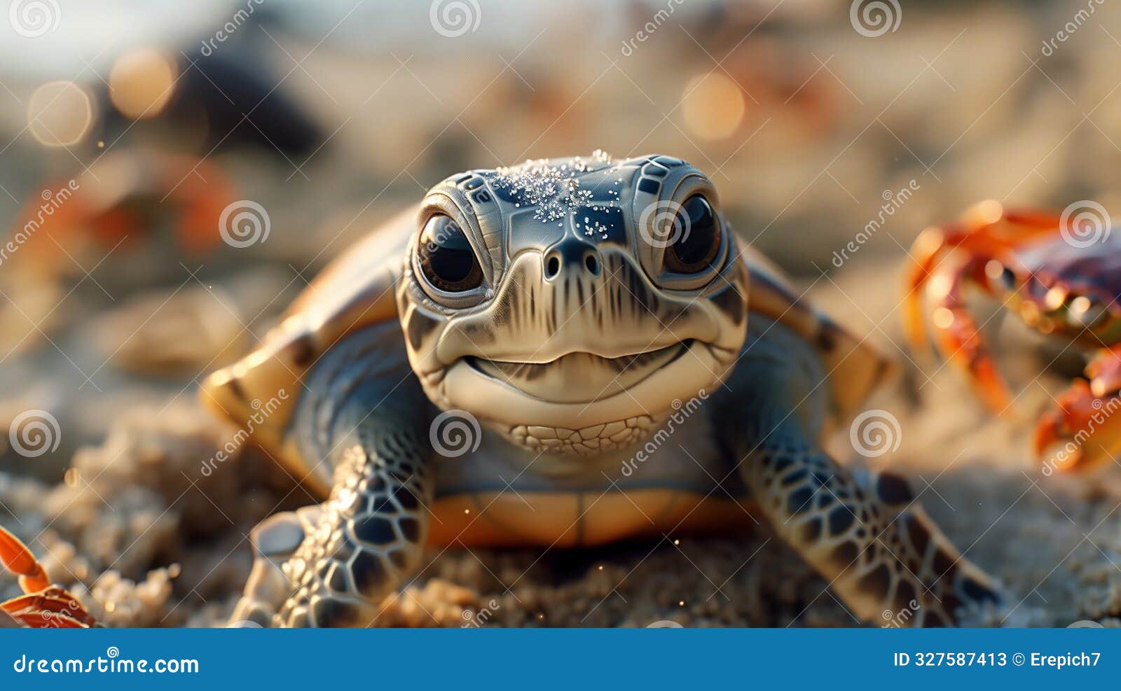Cute Turtle Chilling at the Beach, Smiling Stock Image - Image of ...