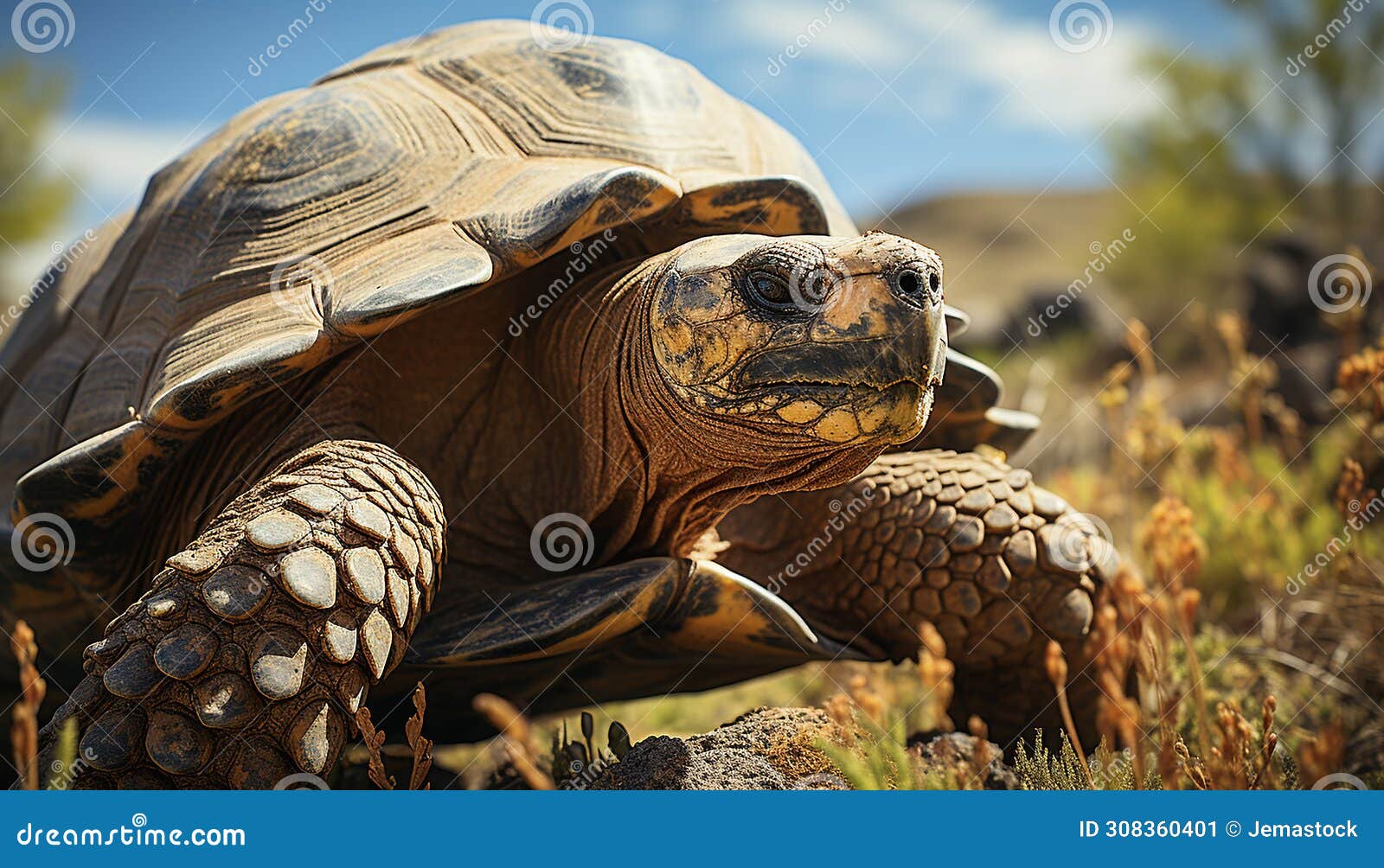 Cute Turtle Crawling in Nature, Slow and Close Up Generated by AI Stock ...