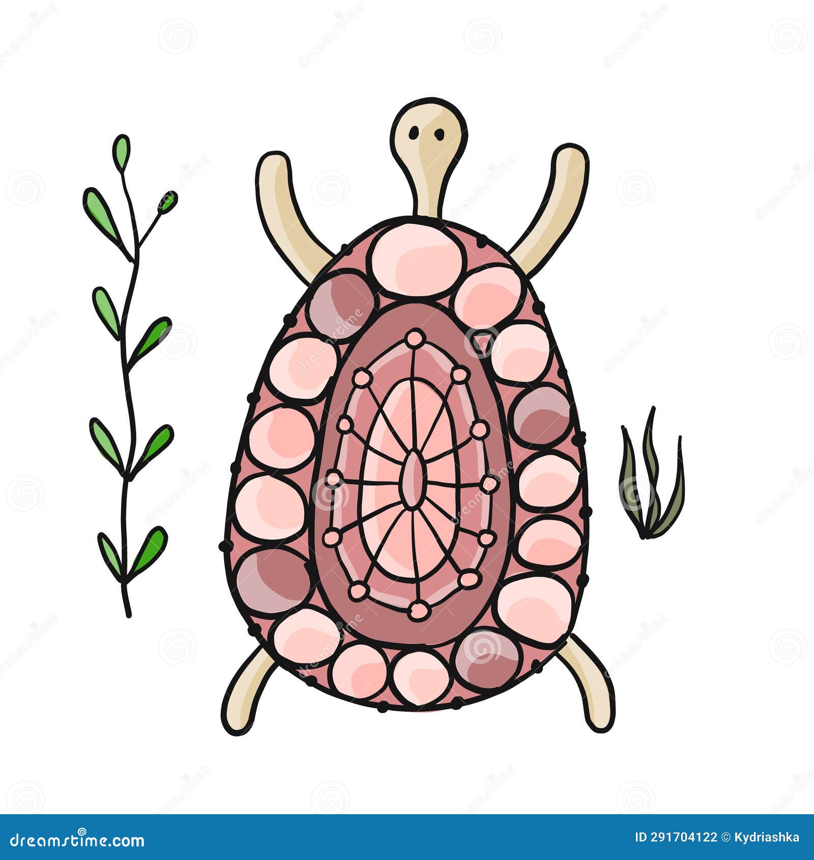 Cute Turtle Design. Tortoise Art Print Isolated on White Stock Vector ...