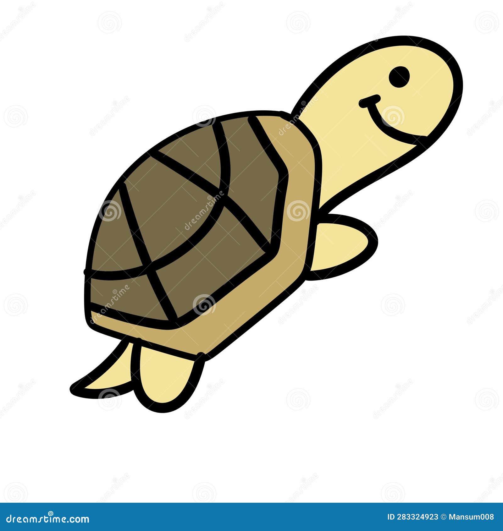 Cute Turtle, Doodle Cartoon Character Stock Illustration - Illustration ...