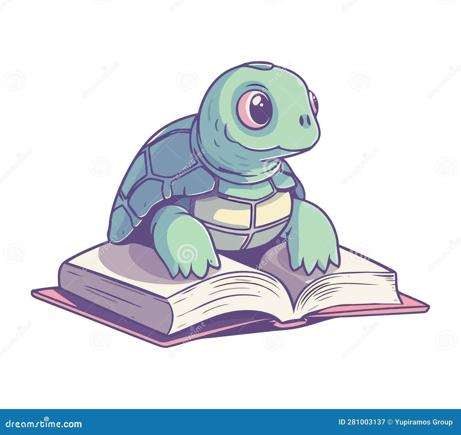 Cute Turtle Reading Book, Learning about Nature Stock Vector ...