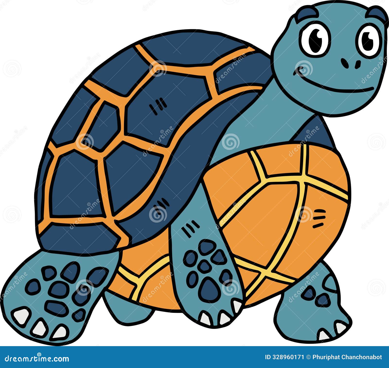 A Cute Turtle with a Smile on Its Face Stock Vector - Illustration of ...