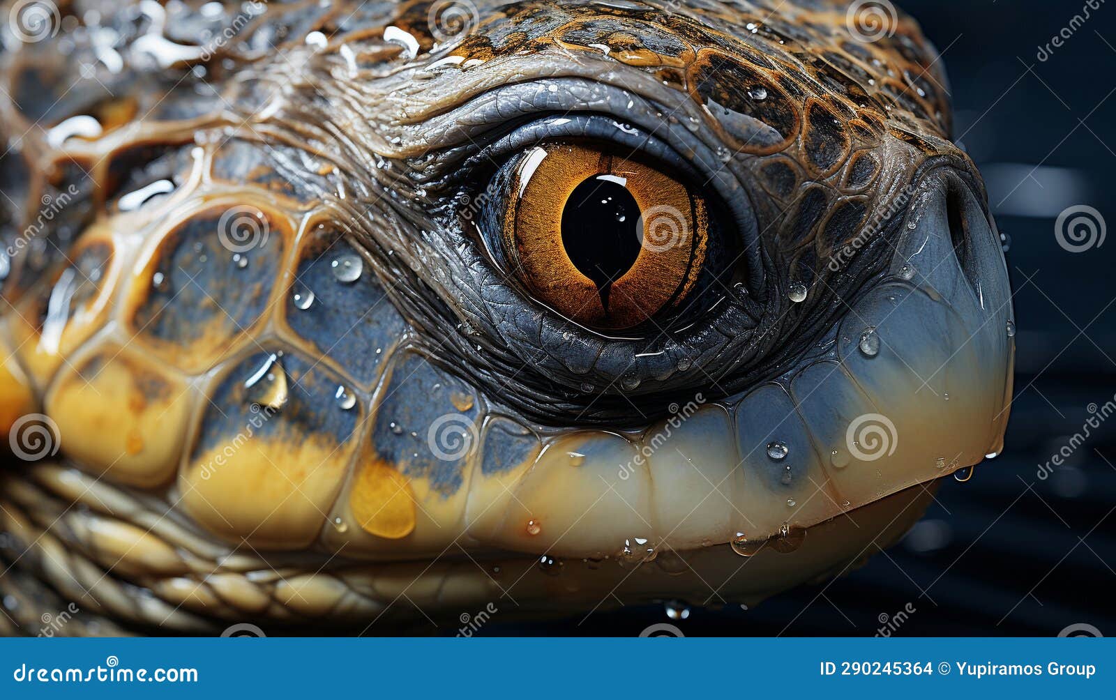 A Cute Turtle Staring, Its Eye a Yellow Drop Underwater Generated by AI ...