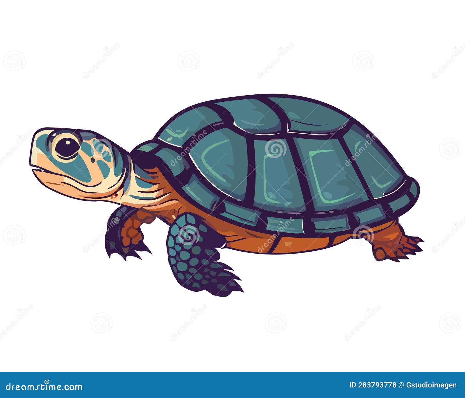 Cute Turtle Walking Slowly Icon Stock Vector - Illustration of shell ...