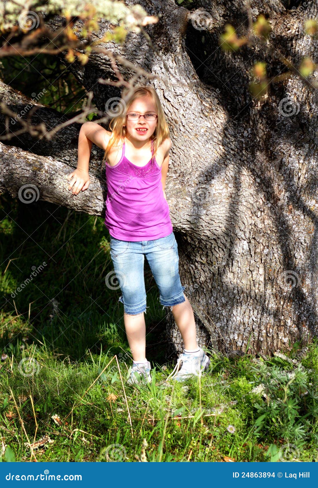 Cute Tween by Old Oak stock photo. Image of tree, youth - 24863894