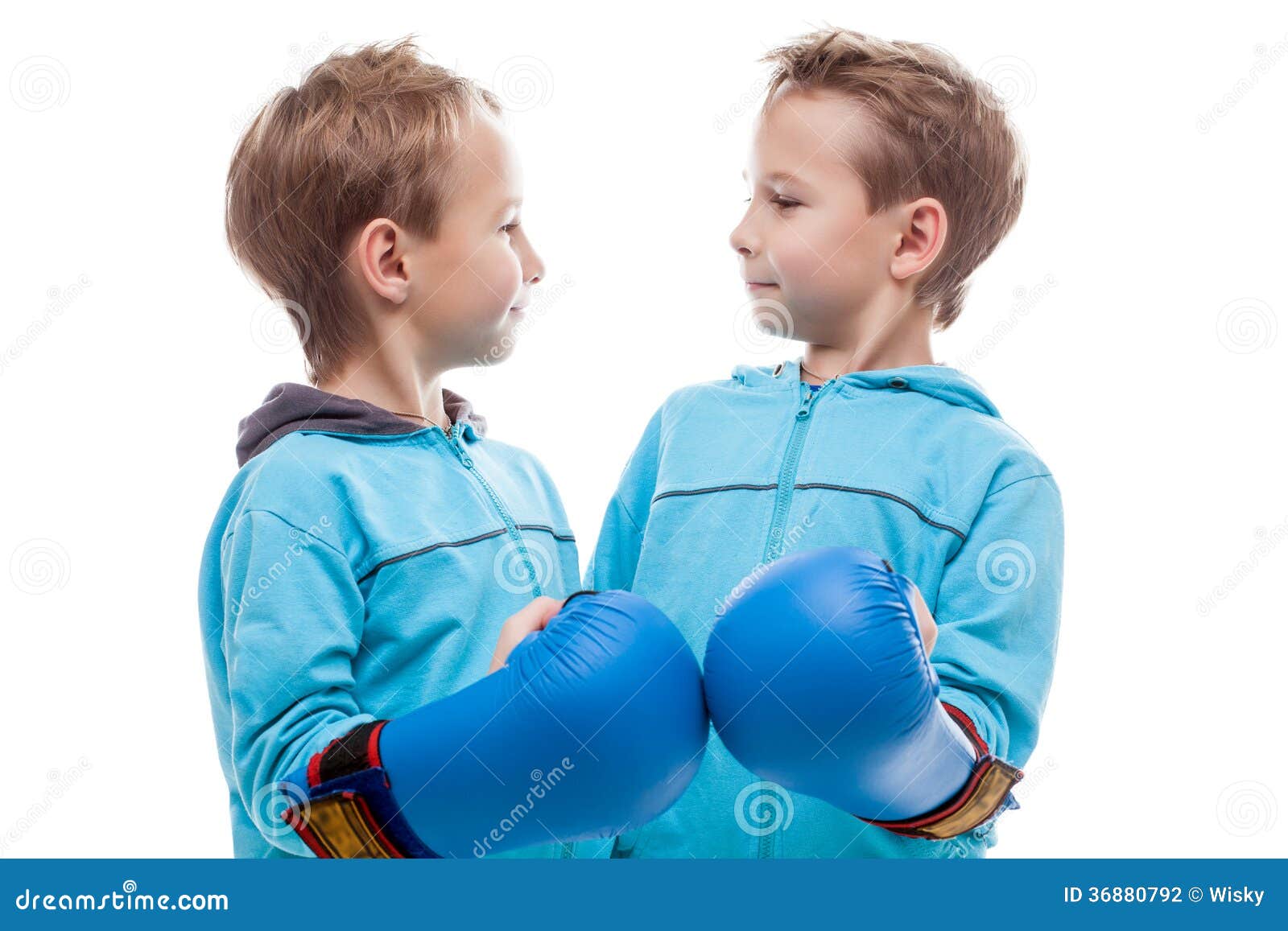 Cute Twin Boys Posing Looking at Each Other Stock Photo - Image of ...