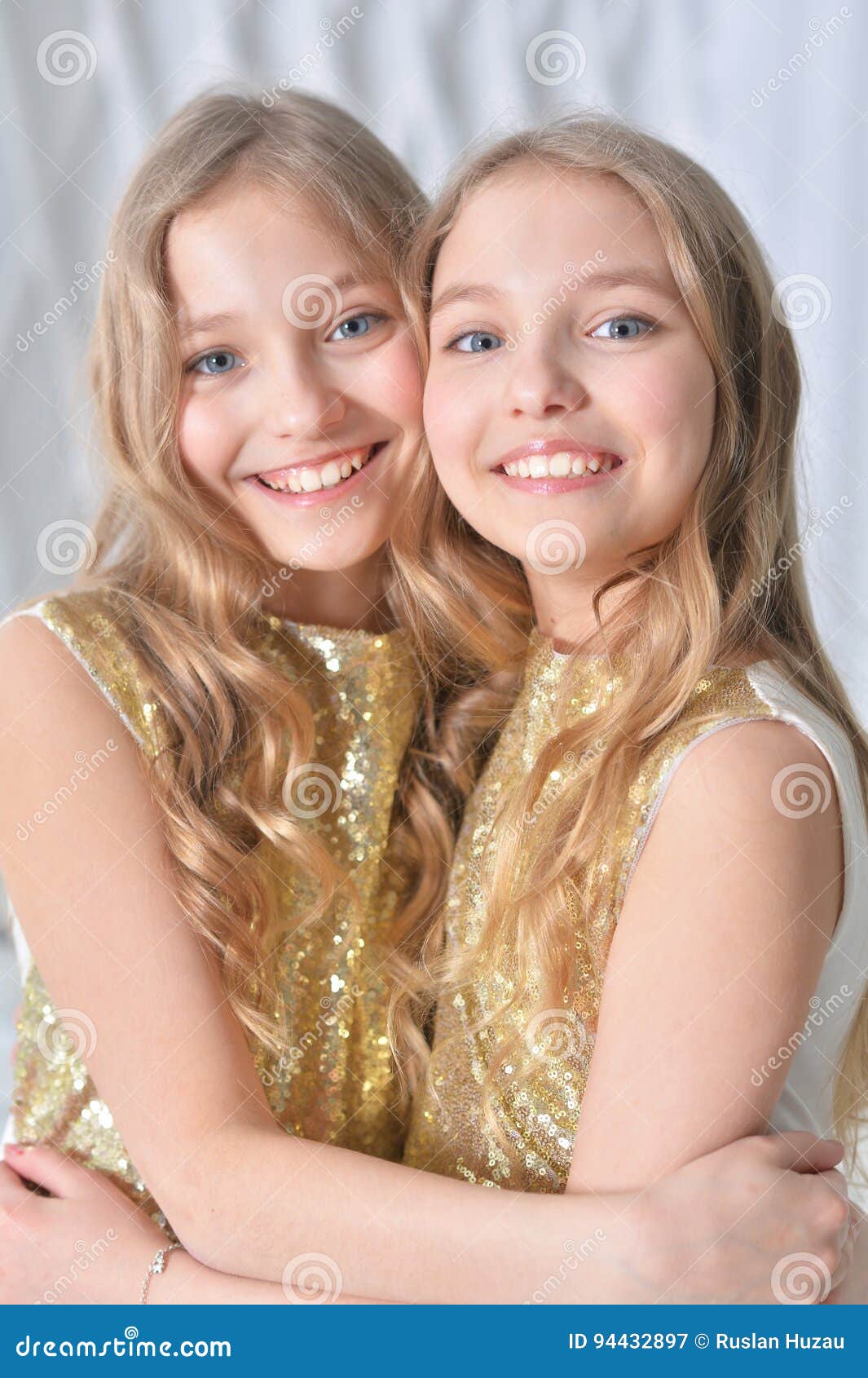 Cute twin sisters stock image. Image of happiness, portrait - 94432897
