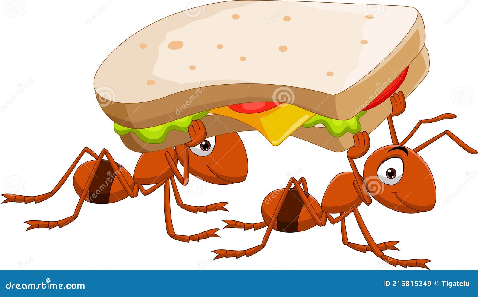 Cute Two Ants Carrying a Sandwich Stock Vector - Illustration of ...