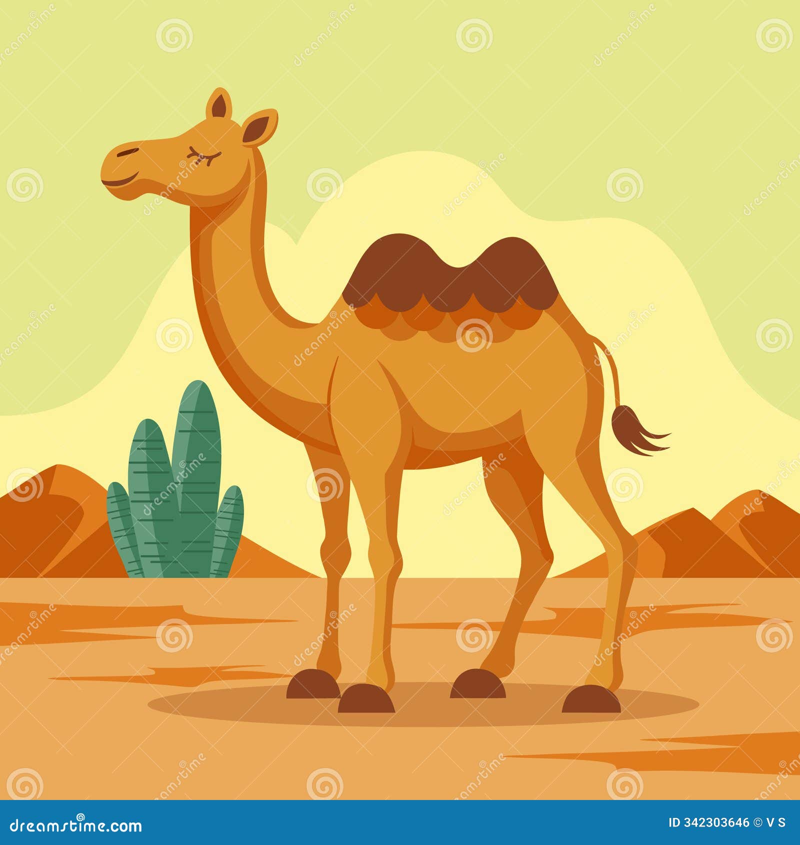 One Humped Camel Standing Side View Line Icon Vector Illustration ...