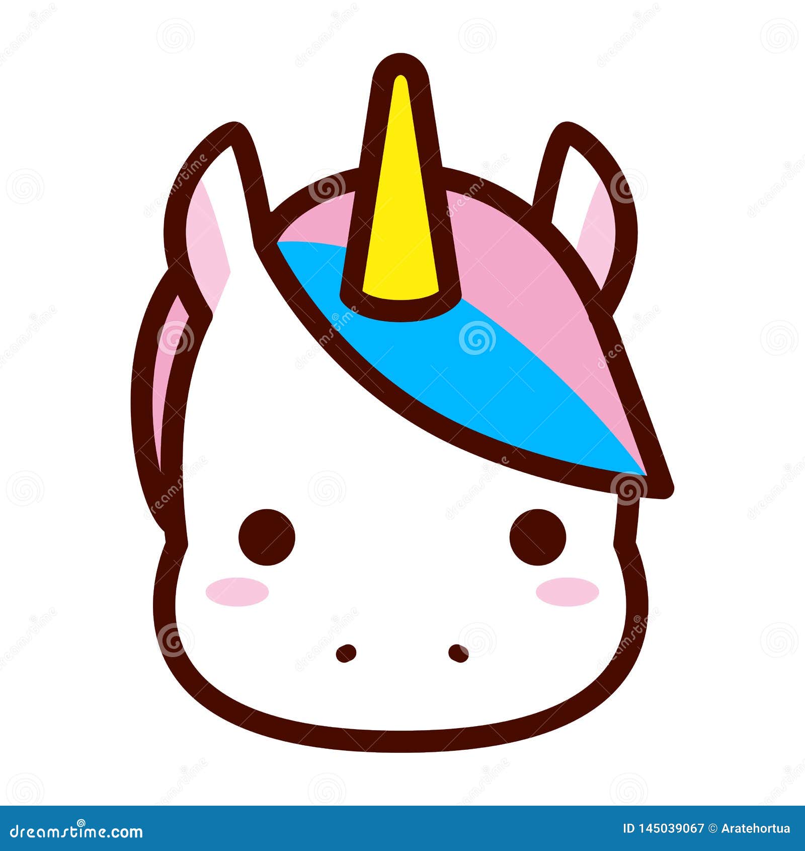 Cute Unbicorn Face Isolated on White Background Stock Vector ...