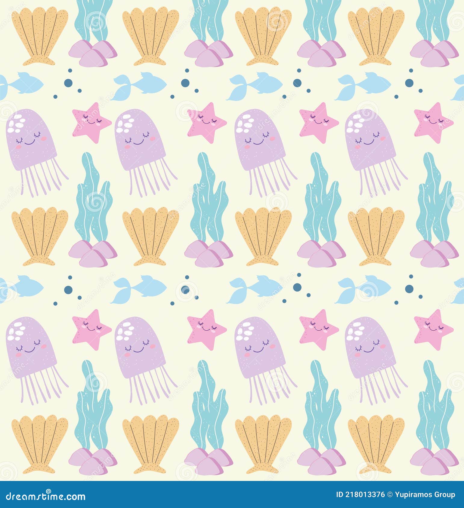 Cute undersea pattern stock vector. Illustration of life - 218013376