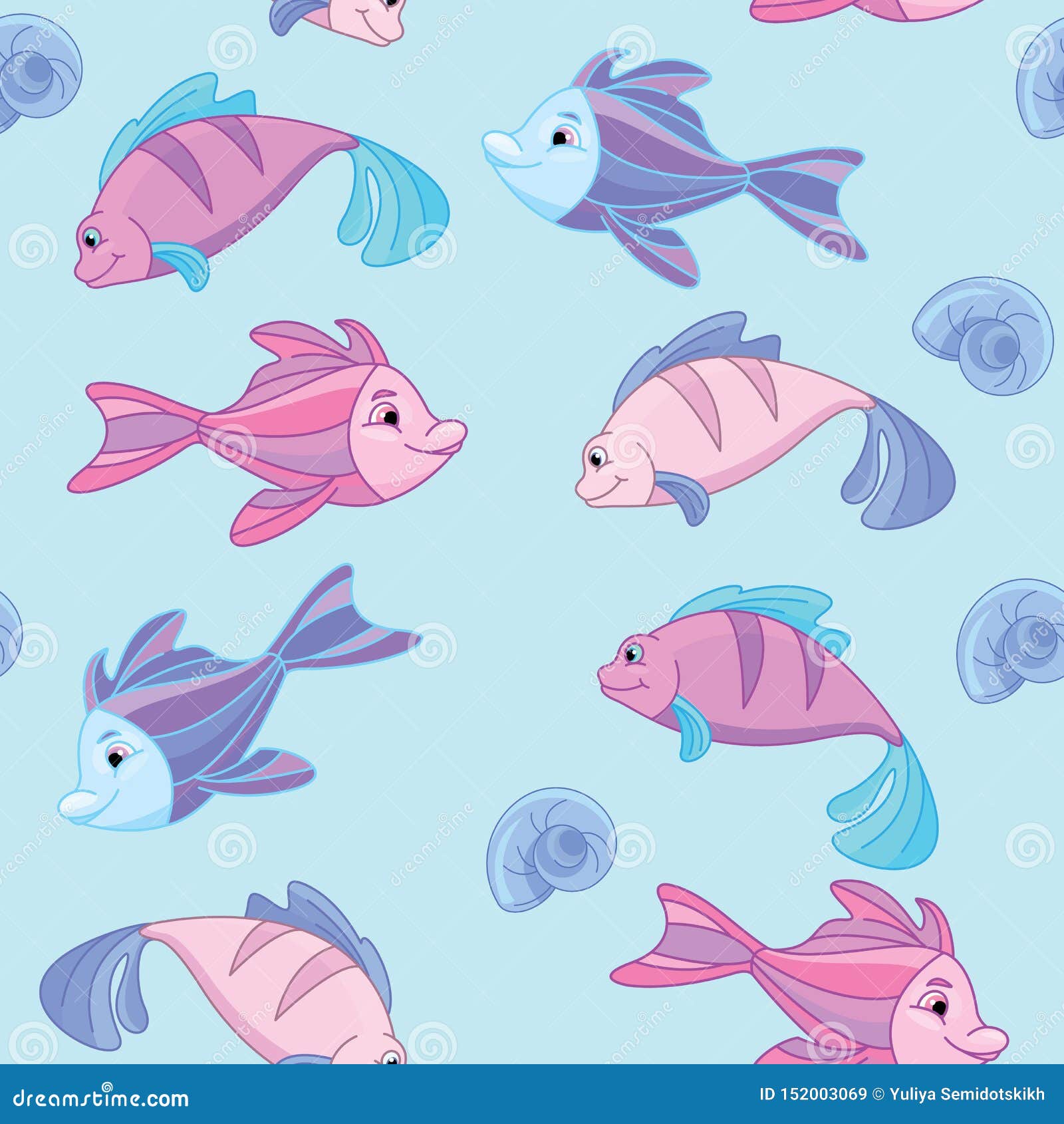 Cute Underwater World Seamless Pattern Stock Vector - Illustration of ...