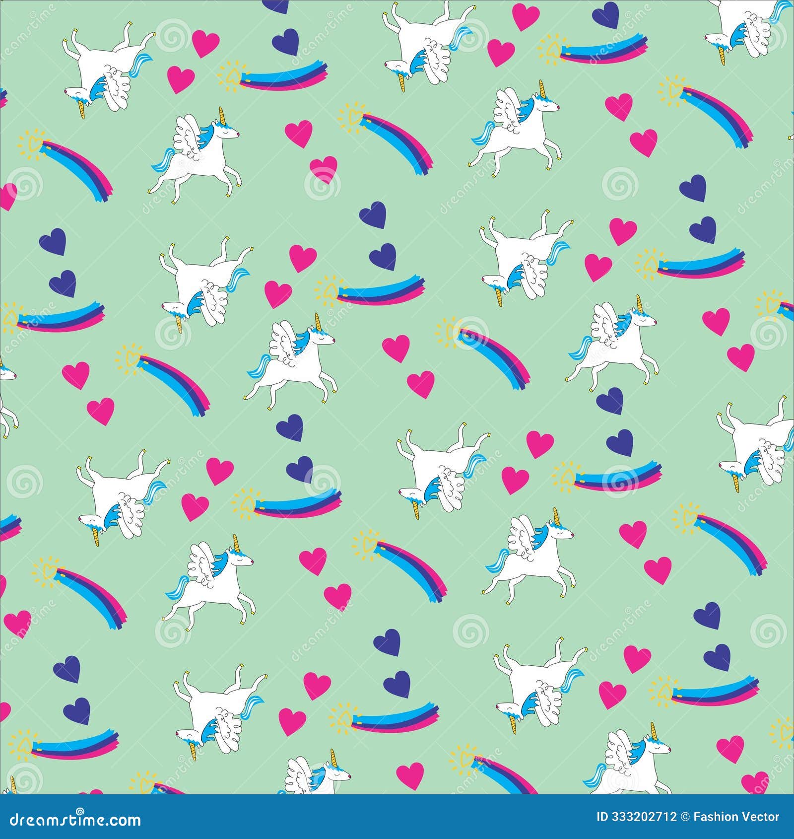 Cute Unicorn All Over Pattern Vector Art Stock Illustration ...