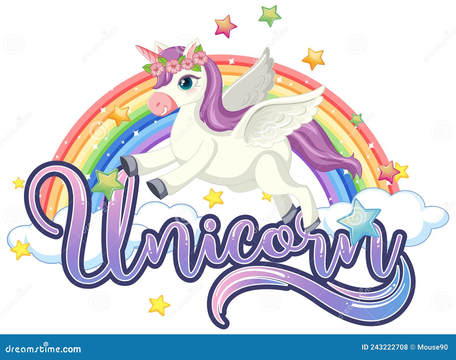 Cute Unicorn with Unicorn Sign Stock Vector - Illustration of power ...