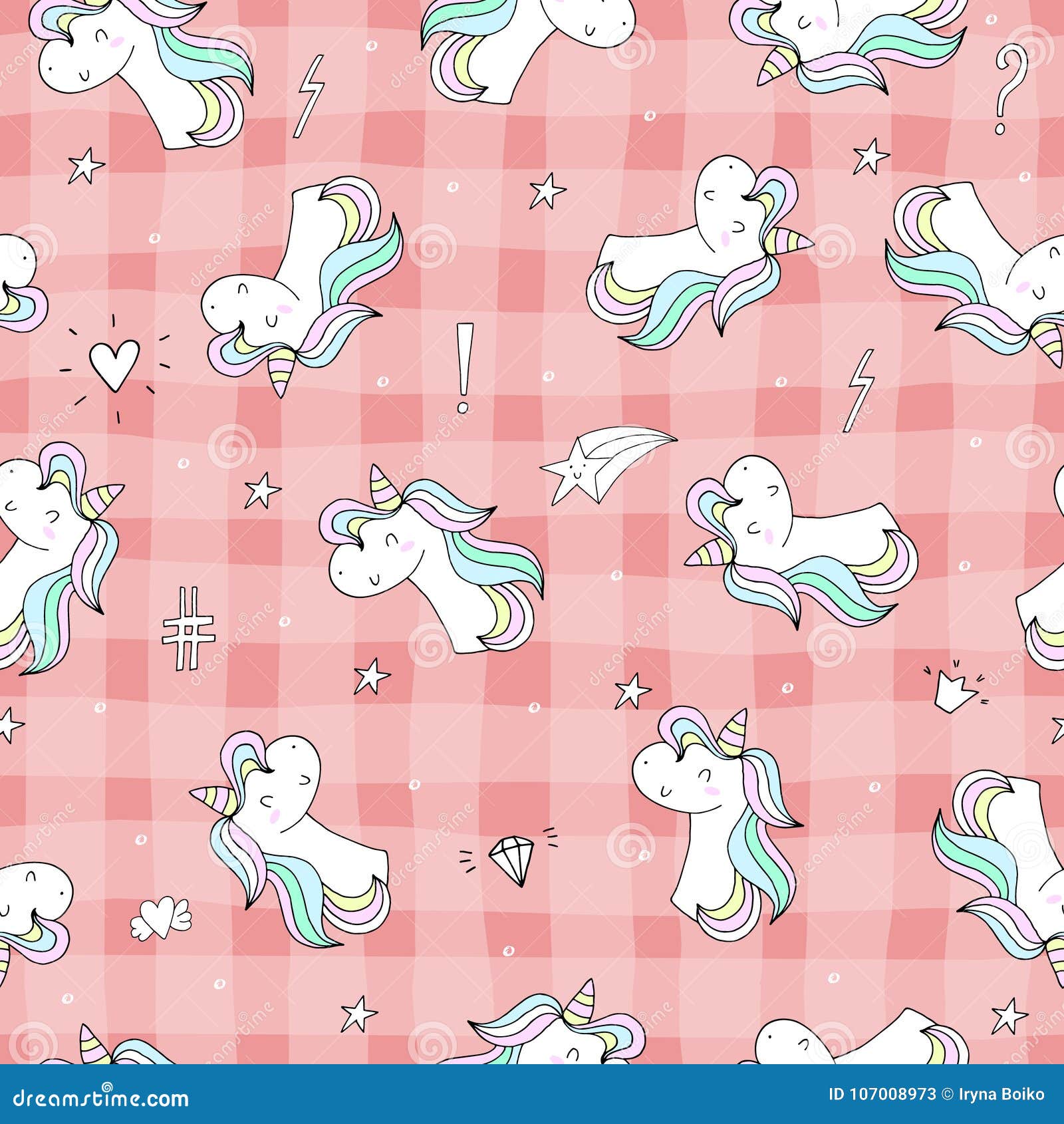 Cute Unicorn Vector Pattern Stock Vector - Illustration of beautiful, love: 107008973