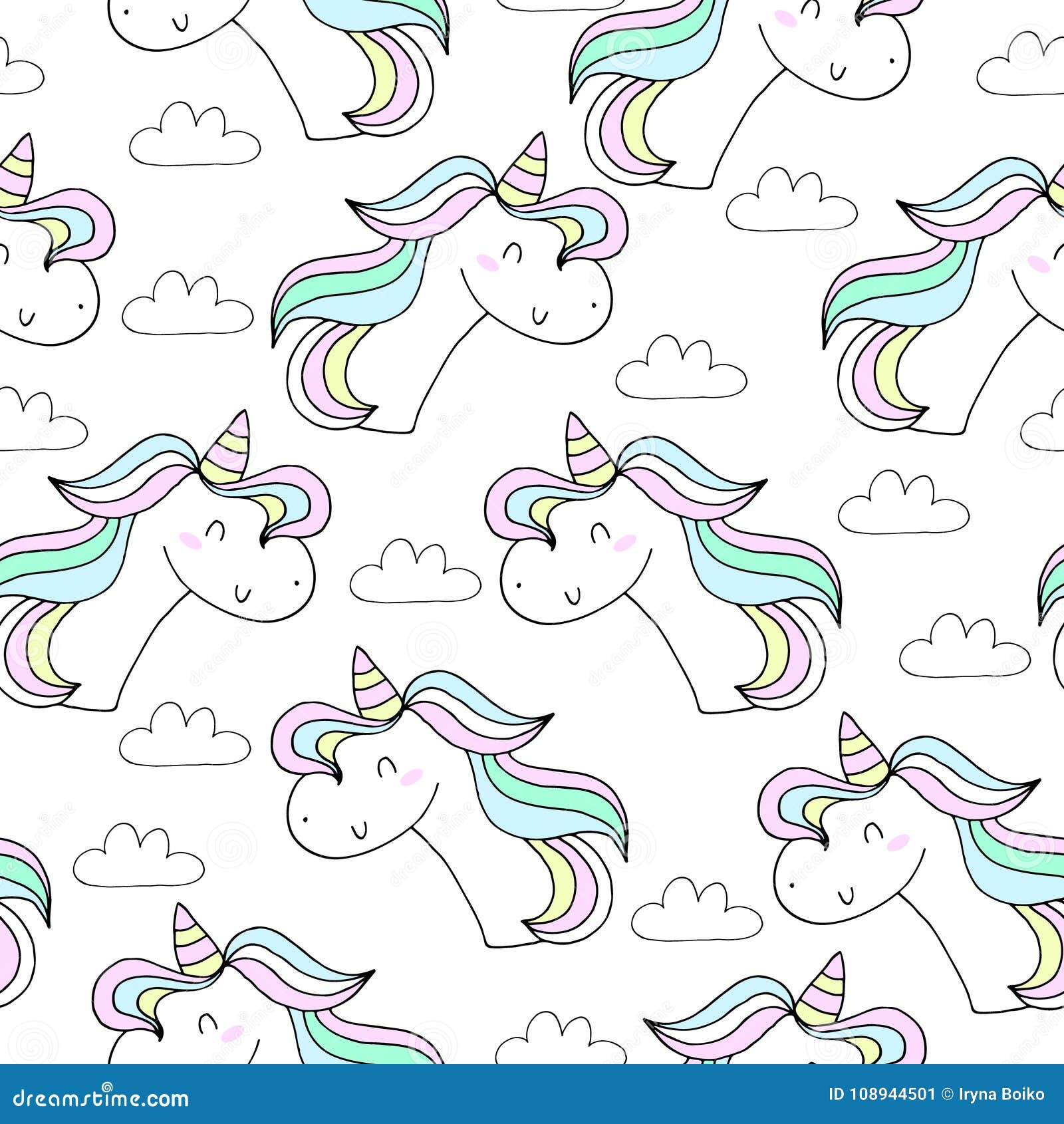 Cute Unicorn Vector Pattern Stock Vector - Illustration of element, happy: 108944501