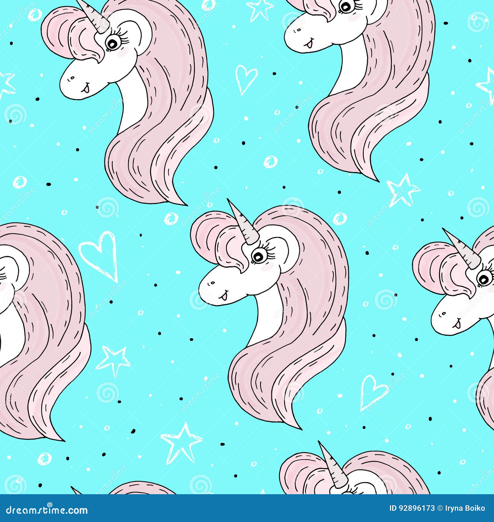 Cute Unicorn Vector Pattern Stock Vector - Illustration of beautiful ...