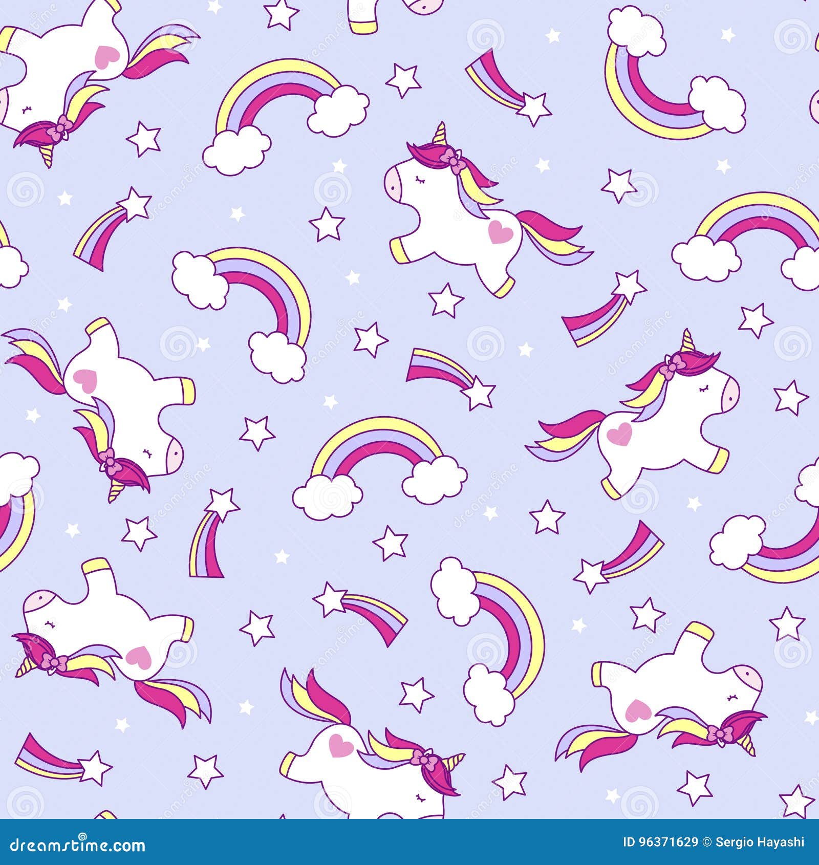 Cute Unicorns Pattern Cartoon Vector | CartoonDealer.com #96371629