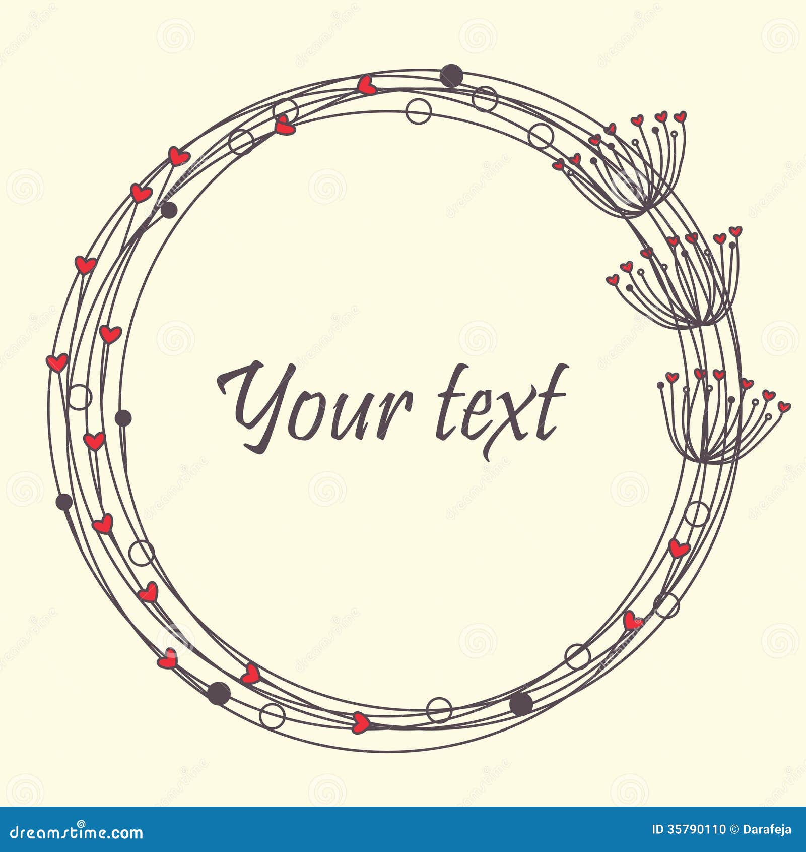 Cute Unique Floral Card in Round Shape Stock Illustration ...